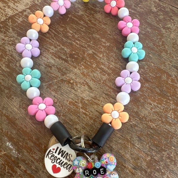 Personalized Resin Dog, Cat, Pet ID Tags With Letter Beads, Custom Key ...