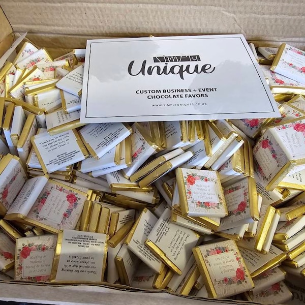 Business Custom Personalised Chocolate Favours Handmade Square Small ...