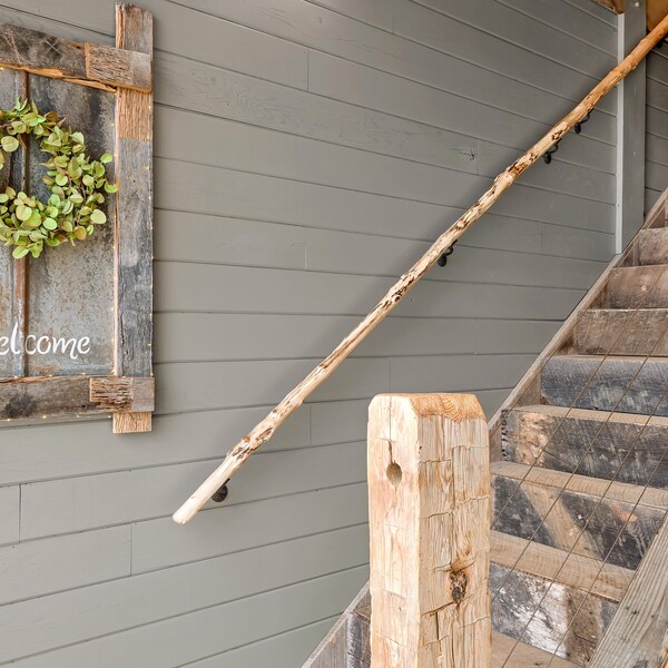 Hand Carved Maple Log Branch Railing Handrail Rustic Guard Stairway ...