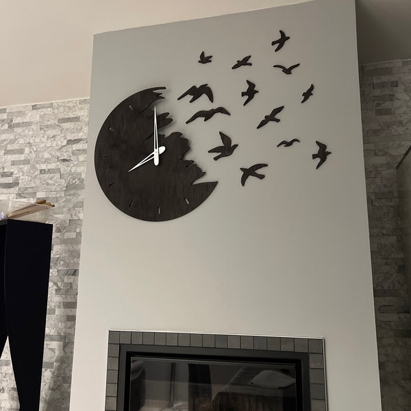 Birds Wall Clock, Bird Flying Clock, Modern Wall Clock Unique ...