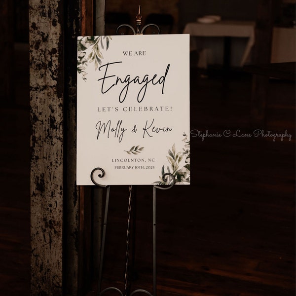 Engagement Party Sign, Engagement Welcome Sign, Minimalist Engaged Sign ...