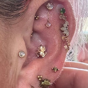 14k Solid Gold Heart Rook Earring Heart Rook Piercing Diamond Curved ...