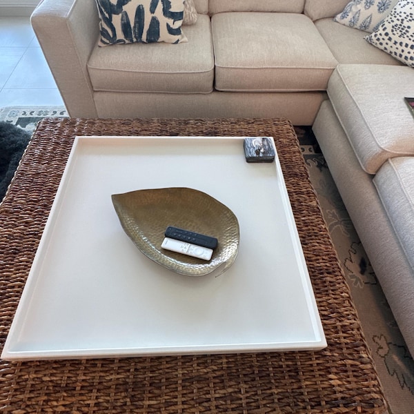 Off White Shallow Tray: Coffee Table Ottoman Decor - Bone - Etsy