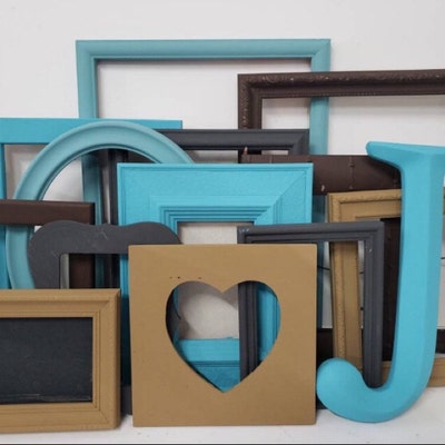 Turquoise and Brown Gallery Wall Set Frames for Prints - Etsy