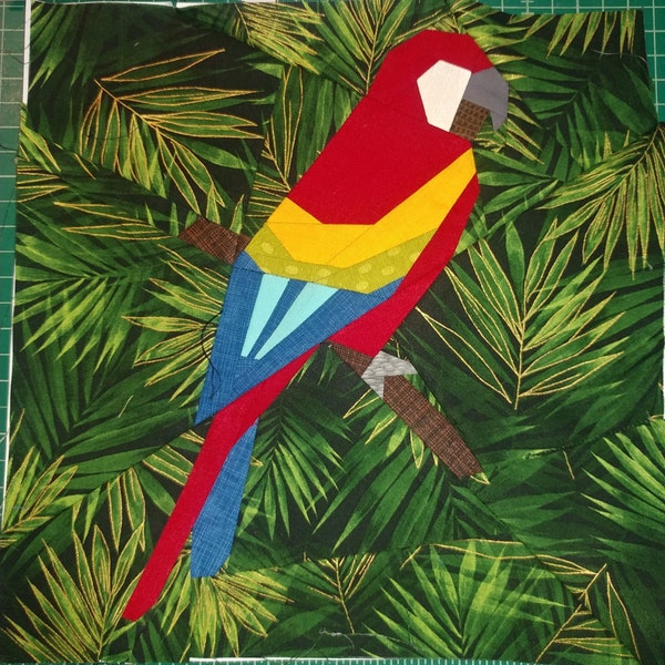 Parrot Quilt Block Pattern, Bird Pattern, PDF Instant Download, Bird ...