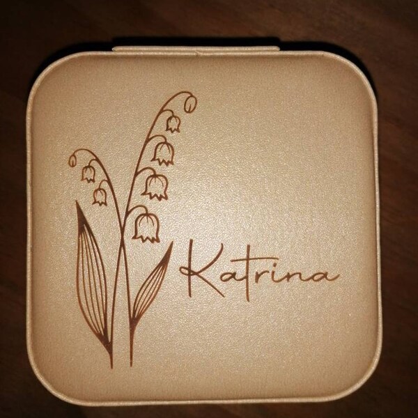 Engraved Birth Flower Jewellery Box, Travel Jewelry Box, Birthday Gift ...