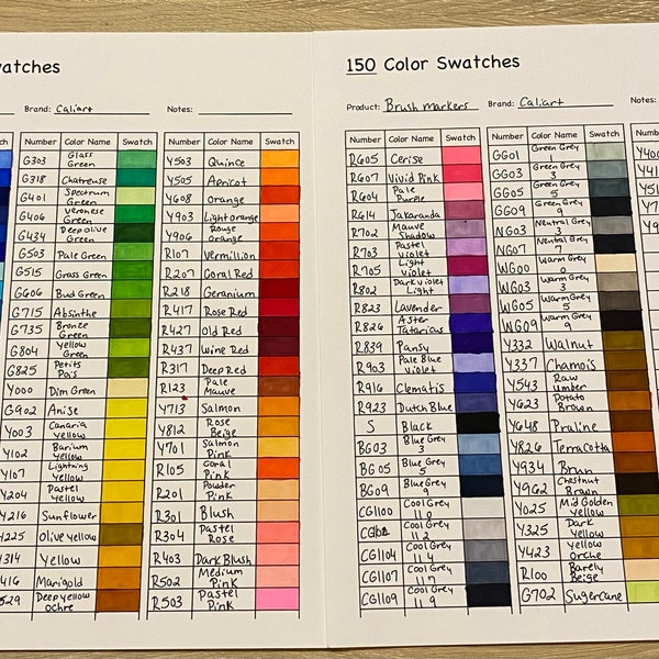 US Blank Color Swatch Chart | 50 Colors | US Letter Portrait ...