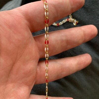 Pink Multi Color Enamel Chain, Multi Color Chain, Permanent Jewelry ...