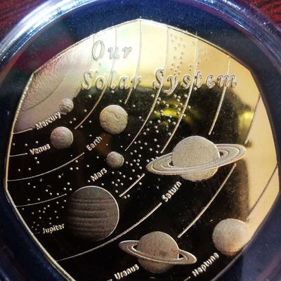 OUR SOLAR SYSTEM 24ct Gold Commemorative. Planets/stars/sun/moon Space ...