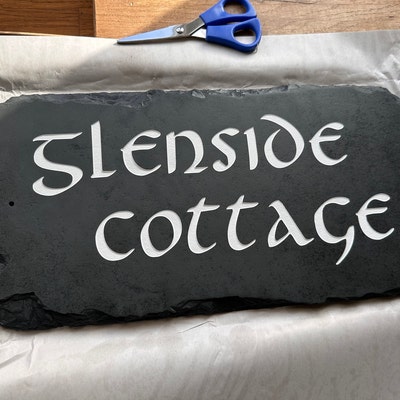 Rustic Natural Slate House Sign Plaque Door Number Street Name ...