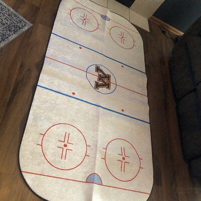 Ice Hockey Rink Printed Area Rug With Custom Team Logo Washable Ice ...