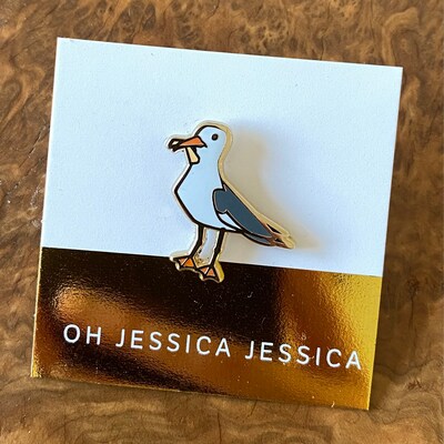 Seagull With Chip Australian Bird Hard Enamel Mini Pin White Grey and ...