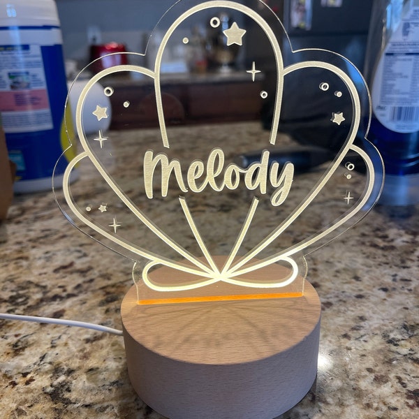 Personalized Acrylic Night Light Seashell LED Light Under the Sea ...