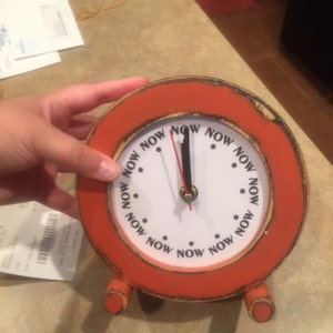 Desk Clock Orange, Circle Wooden Rusty Clock, Table Clock Tangerine ...