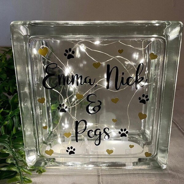 Heart Light Up Glass Block Etsy