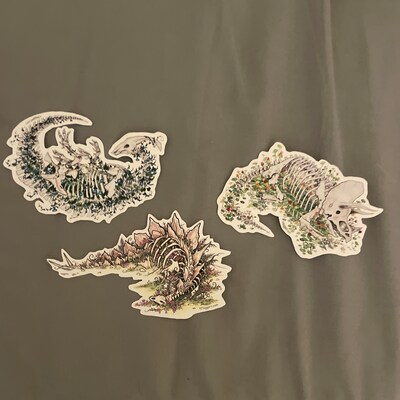 Prehistoric Bones Sticker Pack mosasaurus, Plesiosaurus, Swordfish Set ...