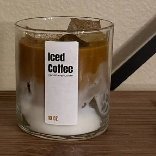 Iced Coffee Candle 10 Oz - Iced Latte Cold Brew Coffee Shop, Premium ...