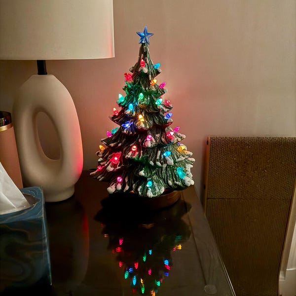 Wood Ceramic Christmas Tree Base With Light - Etsy