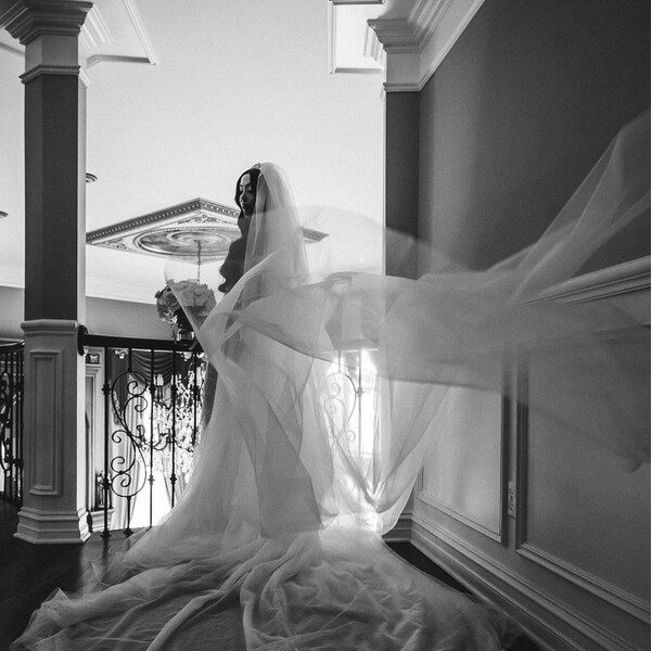 Modern Veil Extra Wide Double Layered Two Tier Veil Barely There Ivory ...