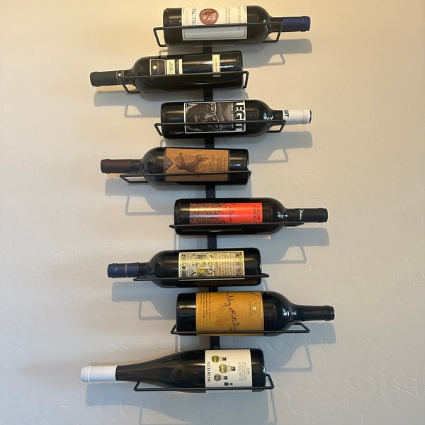 Wine Rack - Modern Metal Wall Mounted - Holds 20 Bottles and 7 Glasses ...
