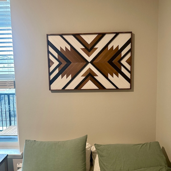 Big Aztec Wood Wall Art Boho Art Aztec Wood Boho Wood Art Wood Hanging Geometric Wood