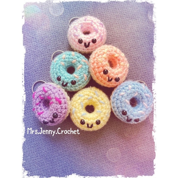 CROCHET PATTERN: Donut Keychain, Amigurumi Downloadable Beginner ...