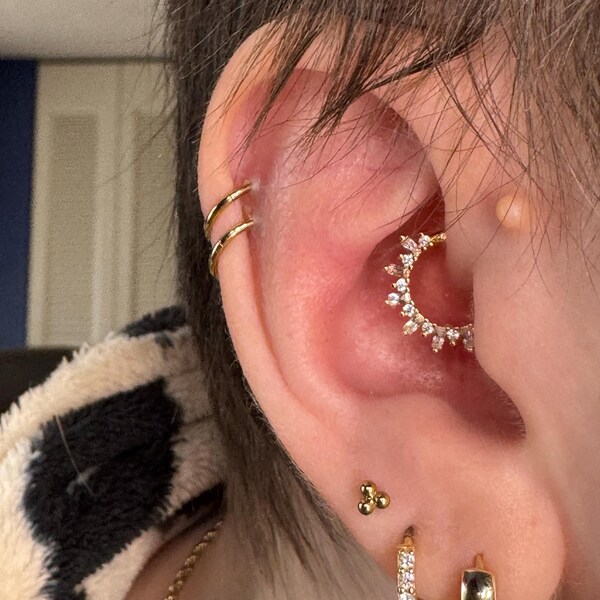 6mm-12mm, Dainty Emerald Teardrop Double Chain Helix Piercing ...