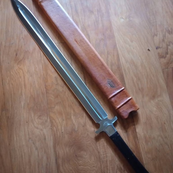 Hand Forged Full Tang Sword: Medieval Double Edge Sword With Scabbard ...