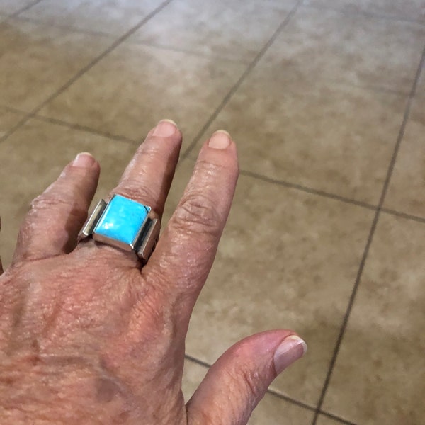 Beth Dutton Inspired Turquoise and Sterling Silver Large Statement Ring ...