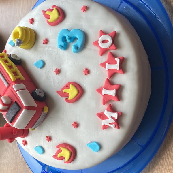 Edible Fire Engine Cake Topper,birthday Party Fondant Decoration - Etsy
