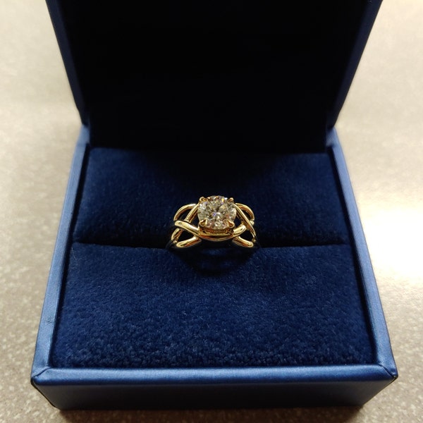 Princess Cut Diamond Lotus Engagement Ring 14k White Gold IGI Certified ...