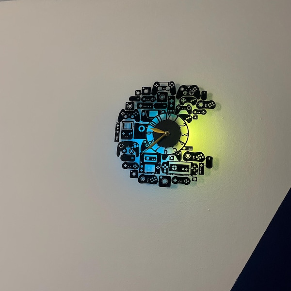 Gamer Clock With Led Light, Video Gaming Gifts, Game Room Wall Decor ...