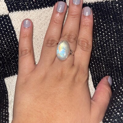 Rainbow Moonstone Ring, 925 Sterling Silver Ring, Oval Shaped Ring ...