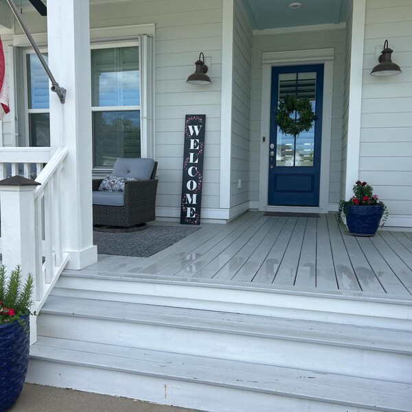 Welcome Porch Sign. Porch Leaner With Flowers. Tall Porch Sign. Country ...