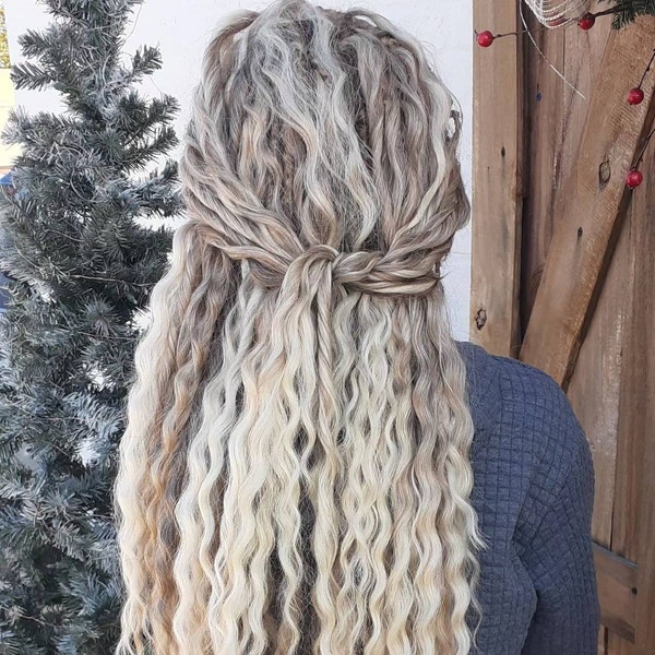 Synthetic Brown Curly Dreads Hand Made Dreads Dreadlock Extensions Full ...