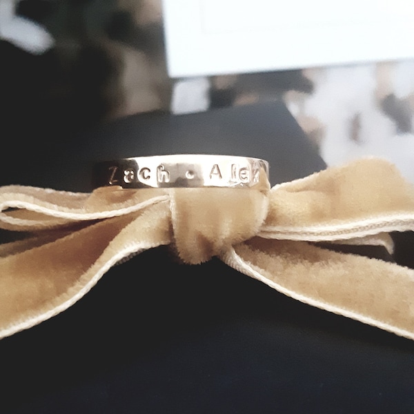 Custom Solid 14k Gold Stamp Ring, Name or Date Ring, Handmade Ring - Etsy