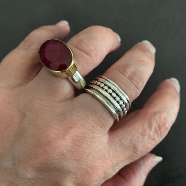Indian Ruby Ring, 925 Sterling Silver Ring, Handmade Ring, Statement ...