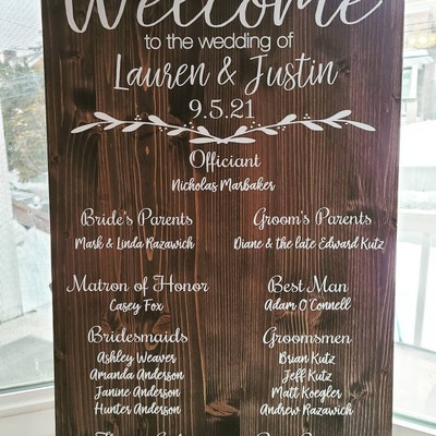 Wedding Program Sign Bridal Party Sign Alternative Wedding Program ...