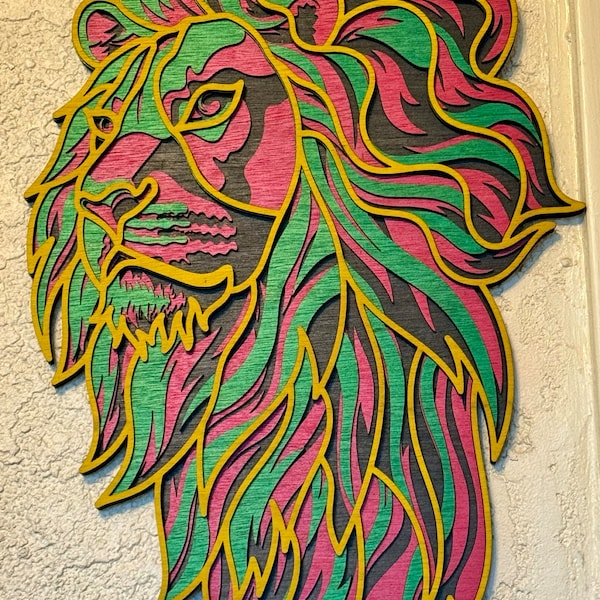 Multilayer Lion Laser Cut File 3D Layered Safari Laser Cut Dxf Dwg Lion ...