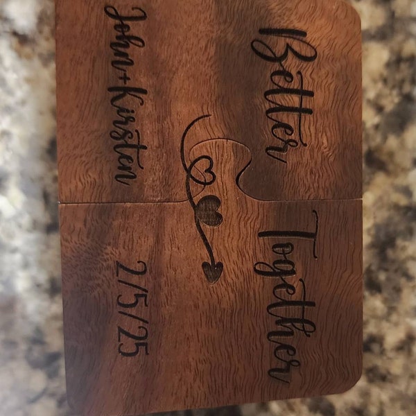 Wooden Ring Puzzle Box, Personalized Better Together Ring Box, Engraved ...