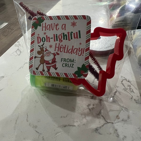 Christmas Play Doh Tag, Doh Lightful Classroom Favor, School Winter Tag ...