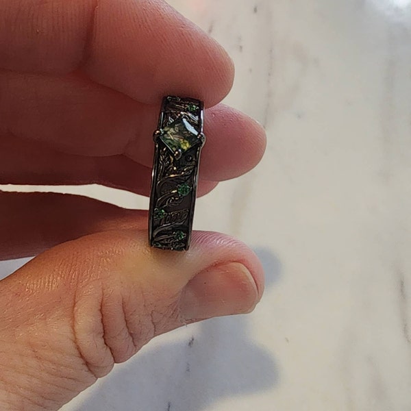 Twig Vine Blue Sapphire Couple Ring Set,sapphire Engagement Ring,his ...