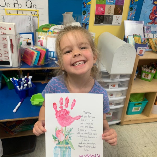 Mother's Day Flower Handprint Crafts, Printable Handprint Footprint Art ...