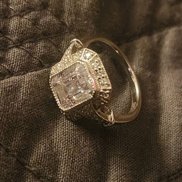 1880-90s Antique Art Deco Engagement Ring / 3 Cts Diamond Vintage ...