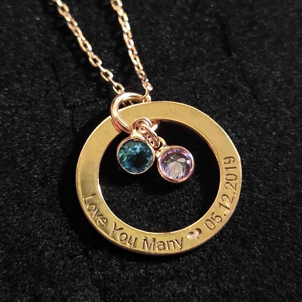 Personalized Gold Birthstone Necklace Women Name Necklace With ...