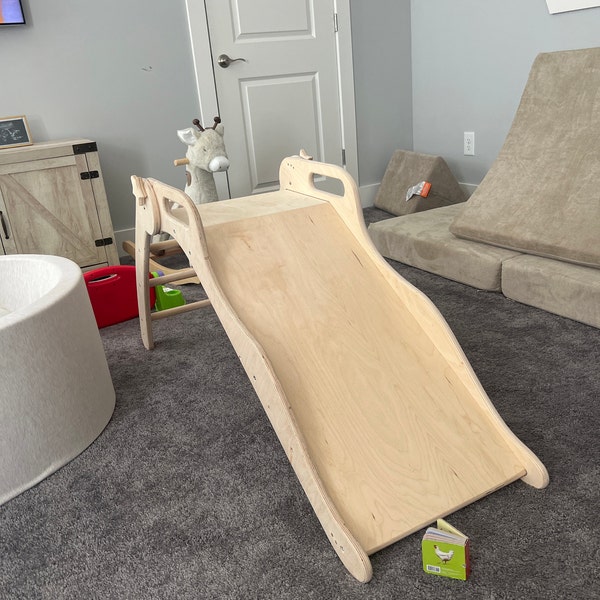 XL Foldable Wooden Slide for Toddler, Adjustable Indoor Slide, Indoor ...