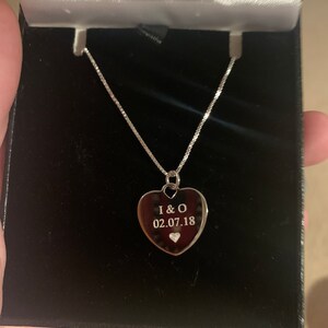 Sterling Silver Engraved Heart Pendant Necklace. Personalised - Etsy UK