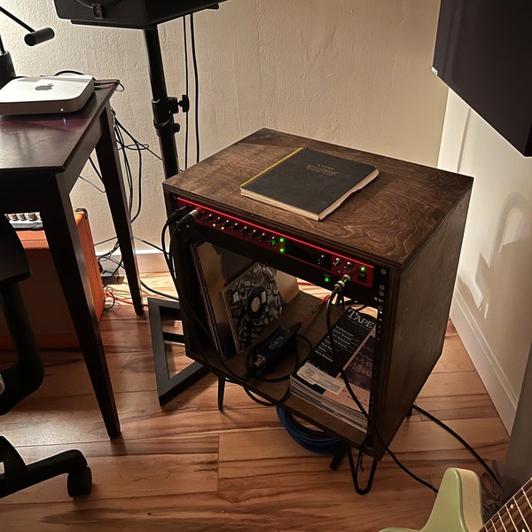 14U SLANTED STUDIO RACK Sidecar With Drawer | Angled Audio Rack ...