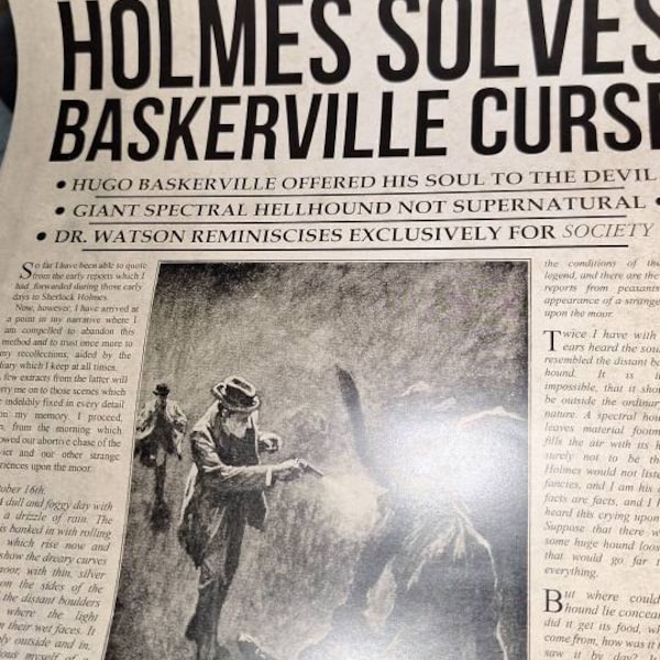 Sherlock Holmes Retro Newspaper - the Hound of the Baskervilles - Etsy