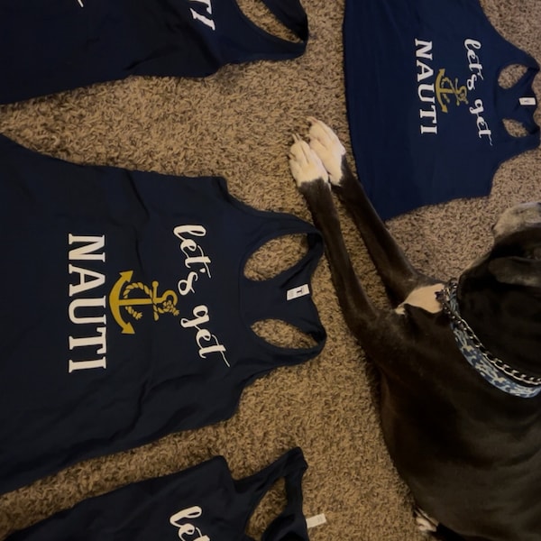 Lets Get Nauti Navy Blue Tank Tops Nautical Bachelorette Party Shirts ...